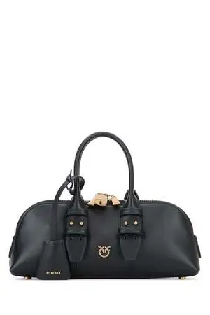 Pinko Leather Bowling Baguette Handbag With Gold Tone Hardware - Z99q