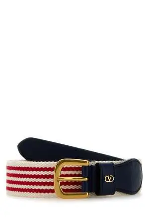 Valentino Garavani Embroidered Fabric Belt, 4 Cm Height - Stripped