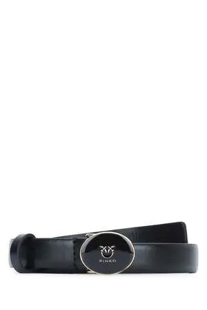 Pinko Round Enamel H2 Buckle Leather Belt - Z99l