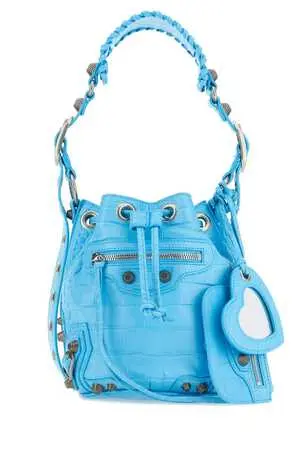 Balenciaga Xs Le Cagole Bucket Handbag In Leather - Light Blue