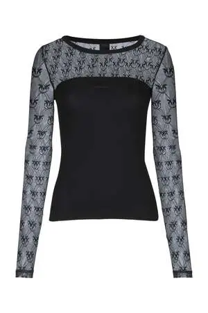 Pinko Lace Sleeve Graphic T-shirt