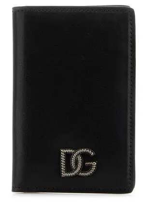 Dolce & Gabbana Ruthenium-finish Leather Mini Card Holder, 7 Cm X 11 Cm - Black