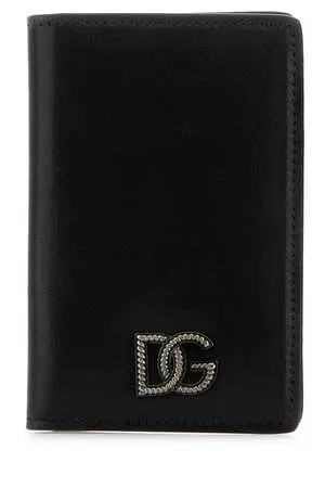 Dolce & Gabbana Ruthenium-finish Leather Mini Card Holder, 7 Cm X 11 Cm - Black