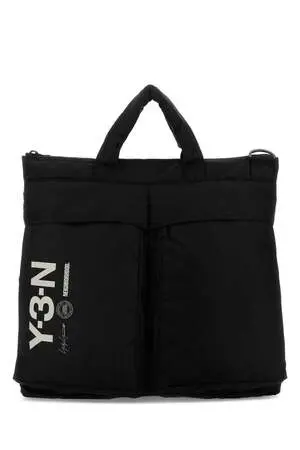 Y-3 YOHJI YAMAMOTO ADIDAS Yamamoto-style Fabric Shopping Handbag With Enameled Metal Hardware, 46 Cm X 45 Cm X 5 Cm - Black