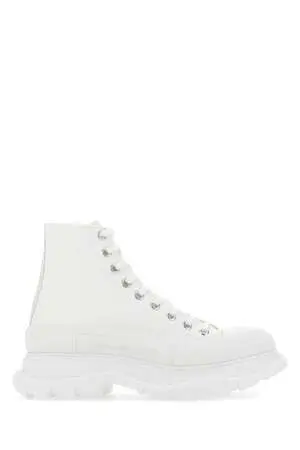 Alexander McQueen Canvas High Top Sneakers With Leather Interior