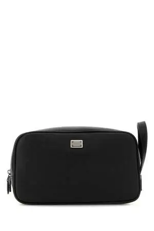 Dolce & Gabbana Mini Leather Beauty Case 23 Cm X 19 Cm X 9 Cm - Black
