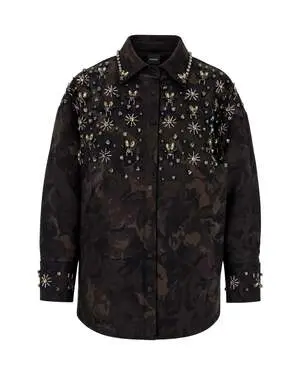 Pinko Embellished Camouflage Shirt Jacket - Mult.verde/nero