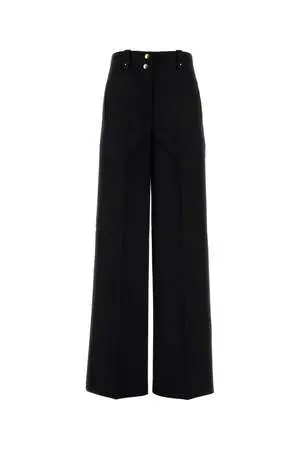 Moncler Palazzo Pants In Polyester-virgin Wool Blend - Black