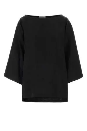 THE ROW Linen Junia Blouse - Black