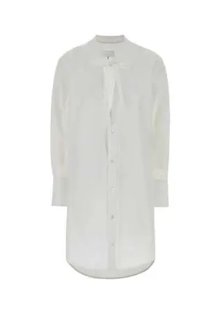 MAISON MARGIELA Cotton Poplin Shirt Dress With Bow Detail - White
