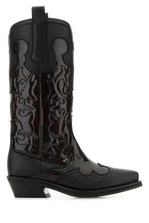 GANNI Leather Ankle Boots With Leather Sole
