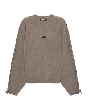ROTATE BY BIRGER CHRISTENSEN Cable Sleeve Crewneck Sweater - Fossil
