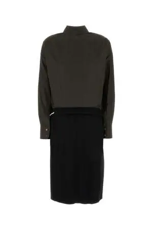 MAISON MARGIELA Two-tone Poplin And Wool Shirt Dress - Multicoloured
