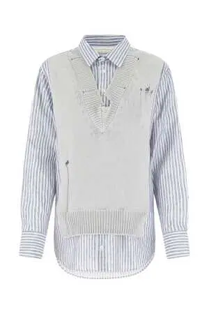 MAISON MARGIELA Embroidered Cotton Linen Blend Shirt