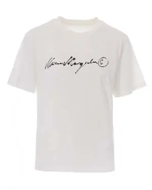 MAISON MARGIELA MM6 MAISON MARGIELA Graphic Print Cotton T-Shirt Off White