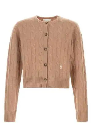 SPORTY & RICH Cashmere Blend Cable Knit Cardigan