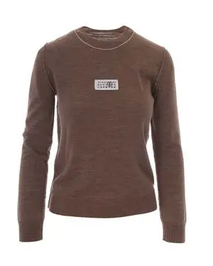 MAISON MARGIELA MM6 Maison Margiela Crewneck Logo Patch Sweater Light Brown
