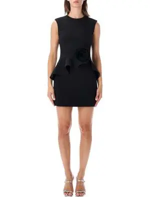 ROTATE BY BIRGER CHRISTENSEN Sleeveless Floral Appliqué Mini Dress - Nero