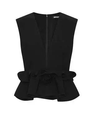 ROTATE BY BIRGER CHRISTENSEN Sleeveless Zip-front Peplum Top