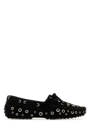Gimaguas Suede Loafers With Eyelet Detailing - Black