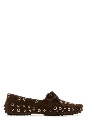 Gimaguas Suede Car Loafers With Eyelets - Brown