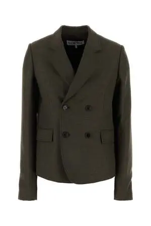 Loewe Wool Blazer With Satin Lining - Brown