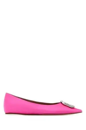 Amina Muaddi Satin Camelia Ballerinas - Pink