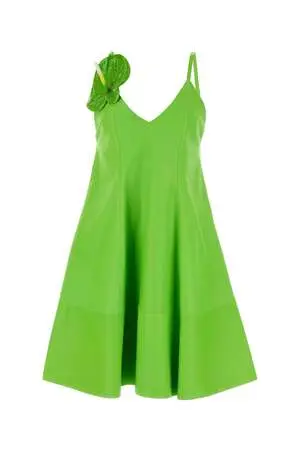 Loewe Fluo Leather Mini Dress - Green