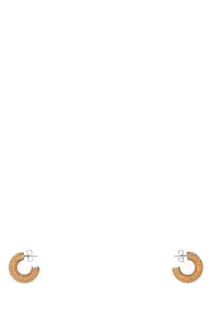 Amina Muaddi Mini Cameron Embellished Hoop Earrings - Orange