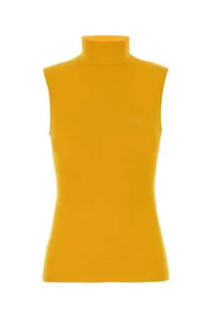 Loewe Ribbed Knit High Neck Sleeveless Top - Yellow