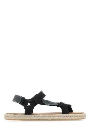 MAISON MARGIELA Canvas Trekking Sandals With Espadrille Sole - Black
