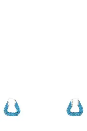 Bottega Veneta Twist Triangle Earrings In Nappa Leather And 925 Silver - Light Blue