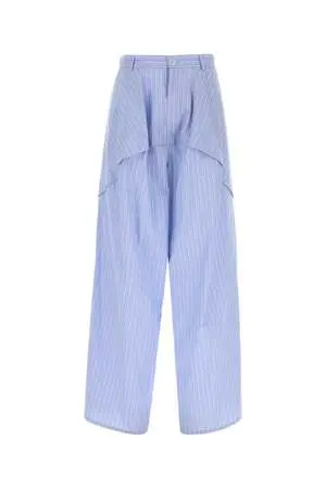 Loewe Embroidered Striped Cotton Wide-leg Pants