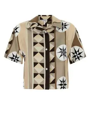 Loewe Satin Silk Shirt With Geometric Print - Printed