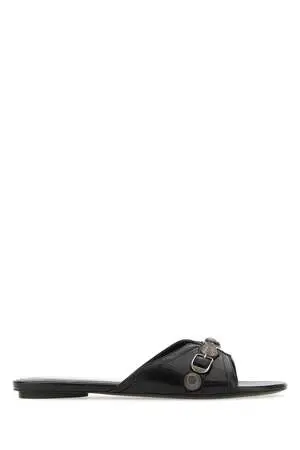 Balenciaga Leather Slippers - Black