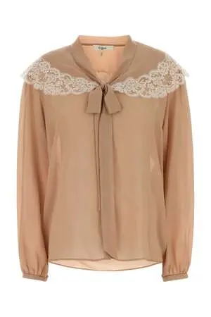 Chloé Silk Crepe Blouse With Lace Collar