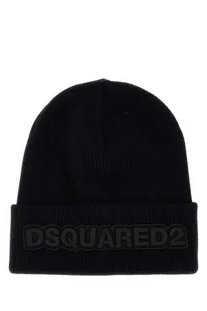 Dsquared2 Wool Beanie Hat - Black