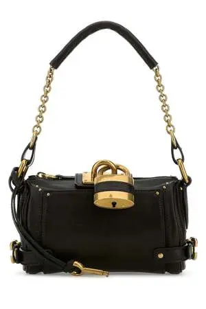 Chloé Mini Paddington Shoulder Handbag With Antiqued Golden Hardware - Black