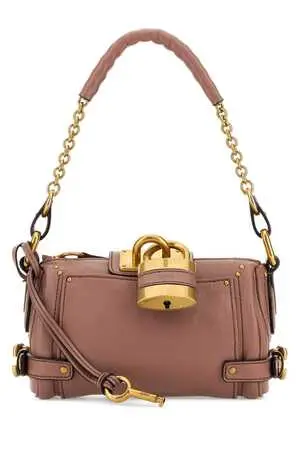 Chloé Small Paddington Shoulder Handbag In Antiqued Leather With Gold-tone Hardware - Pink