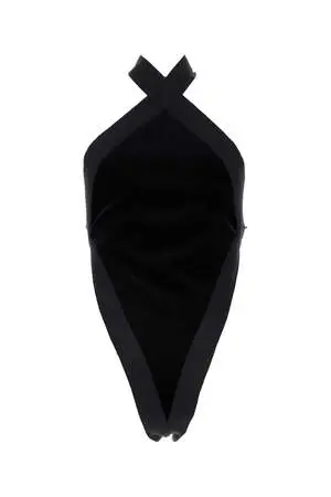 Saint Laurent Halter Neck Velvet Bodysuit With Silk Lining