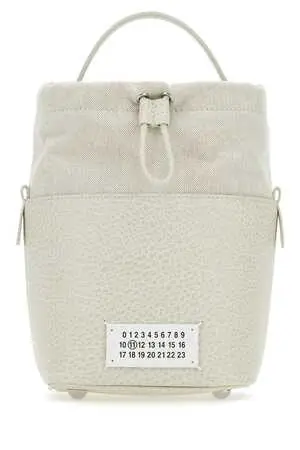 MAISON MARGIELA Mini 5ac Chalk Leather And Canvas Bucket Handbag