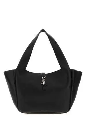 Saint Laurent Style Bea Shopping Handbag In Deer Leather, 38cm Width, 28cm Height, 13cm Depth - Black