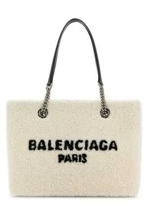 Balenciaga Shearling Duty Free M Handbag - White