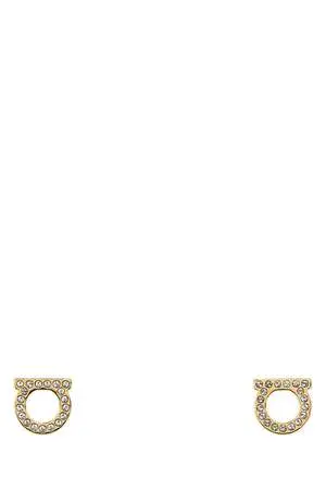 FERRAGAMO Mini Hoop Earrings With Crystal Embellishments - Crystaloro