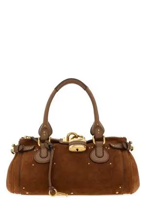 Chloé Paddington Shopping Handbag In Suede, 36 Cm Width - Brown