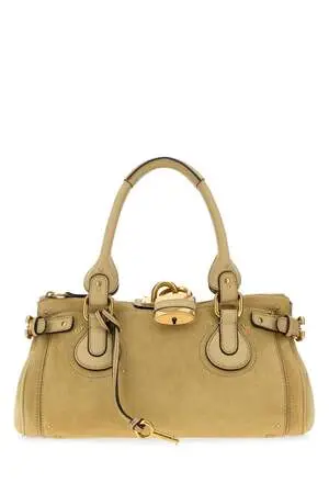 Chloé Chloe Chloé-Style Calf Suede Paddington Shopping Handbag With Antiqued Golden Metal Hardware (36cm X 18cm X 18cm) Yellow