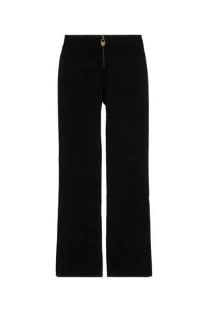 Chloé Straight Leg Cotton Trousers With Leather Patch Detail