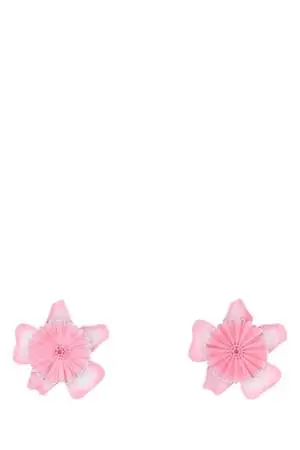 Chloé 7 Cm Bloom Earrings In Antiqued Brass With Calf Leather Exterior - Pink