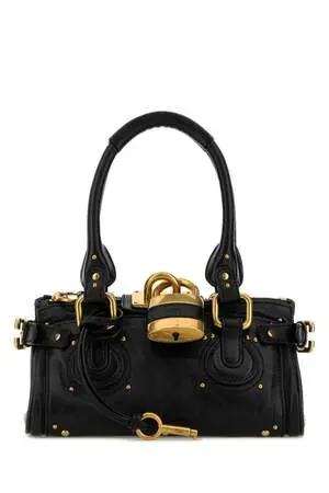 Chloé Mini Paddington Handbag With Antiqued Gold-tone Hardware - Black