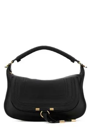 Chloé Mini Marcie Leather Shoulder Handbag, 34cm X 20cm X 8.5cm With Adjustable Strap - Black